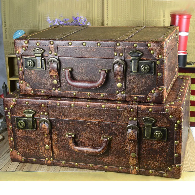 60 cm Inggris klasik retro koper, Box bagasi, Koper antik bar menembak ...