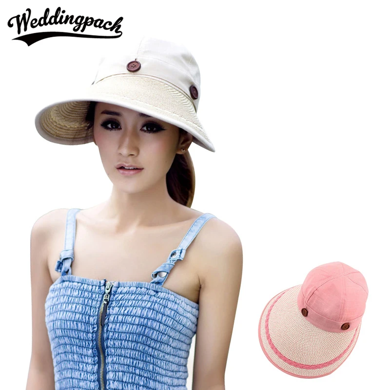 Wide Large Brim Women Sun Caps UV Protection Female Cap Summer Beach ...