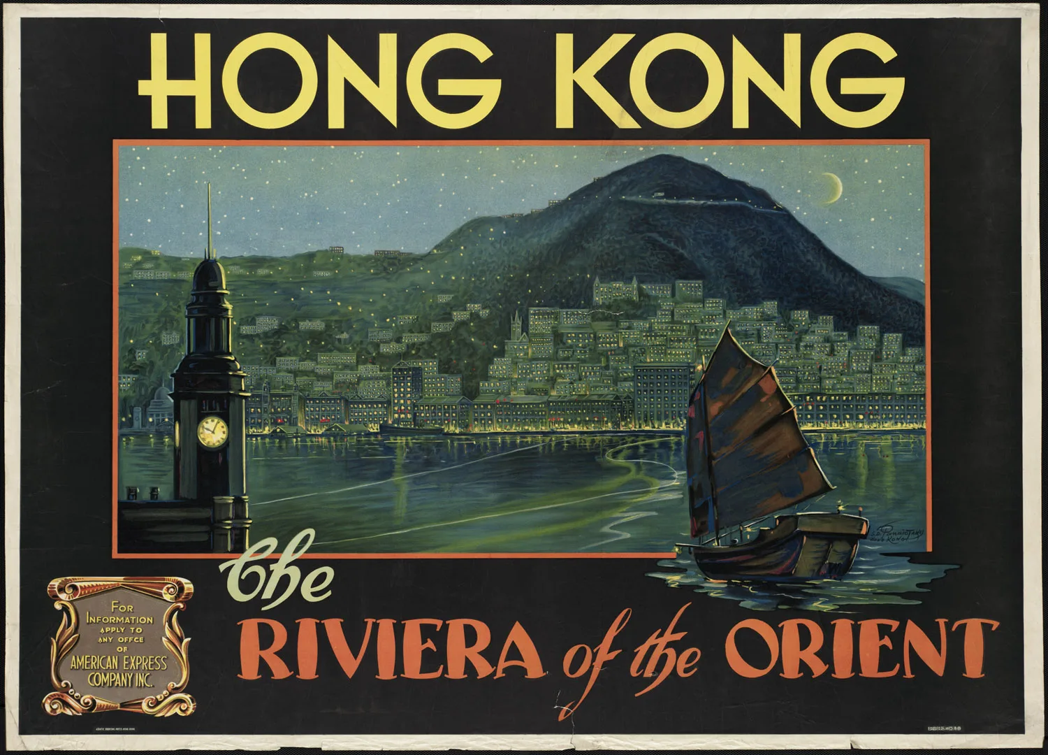 HongKong Vintage Travel Tourism Poster Orient River Classic Canvas ...