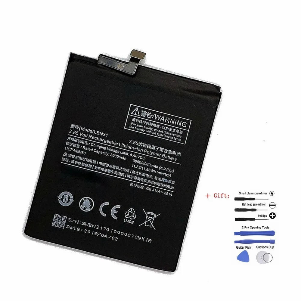 Suqy 3000mAh Rechargeable Replacement BN31 Li ion Battery For Xiaomi Mi ...
