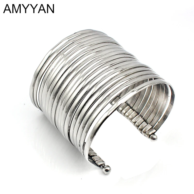 Fashion Women's Metal Multilayer Wristband Cuff Jewelry Bangle Silver ...