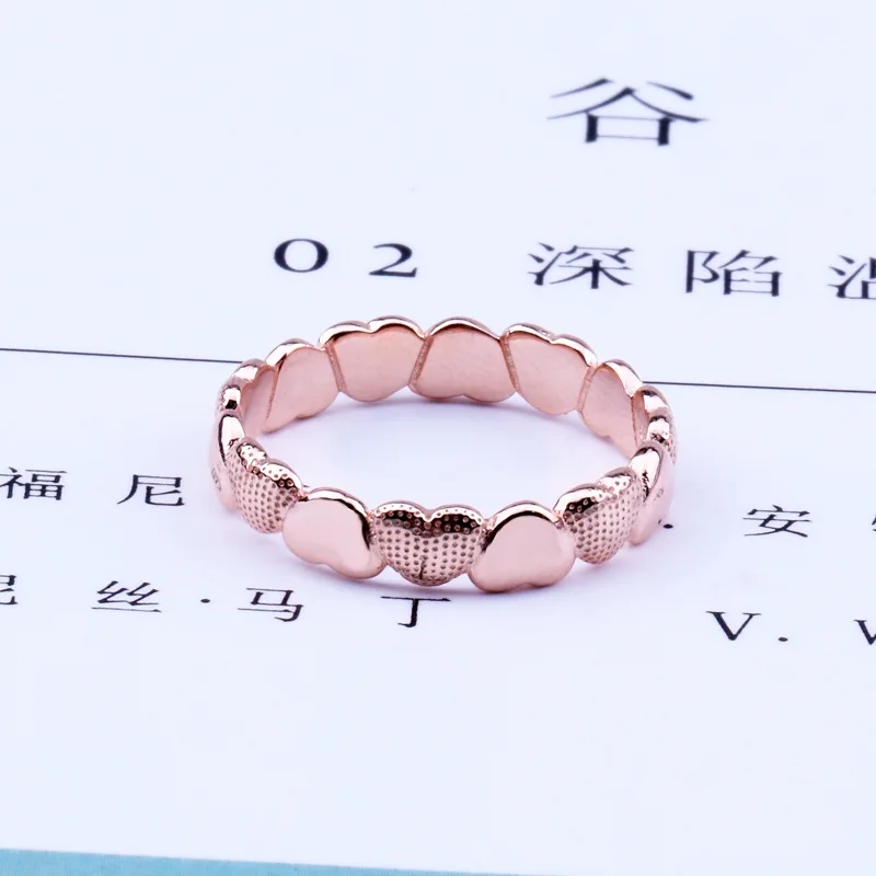 Мода 925 серебро розовое золото матовый блеск кольцо с сердцем для ...