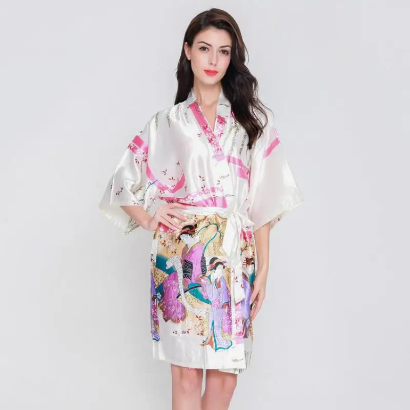Aliexpress.com : Buy Sexy Female Silk Satin Kimono Robe Dress Gown ...