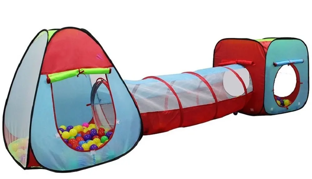 Dalosdream Children Dual Play Tent with Tunnel (3 Piece Set) Indoor ...