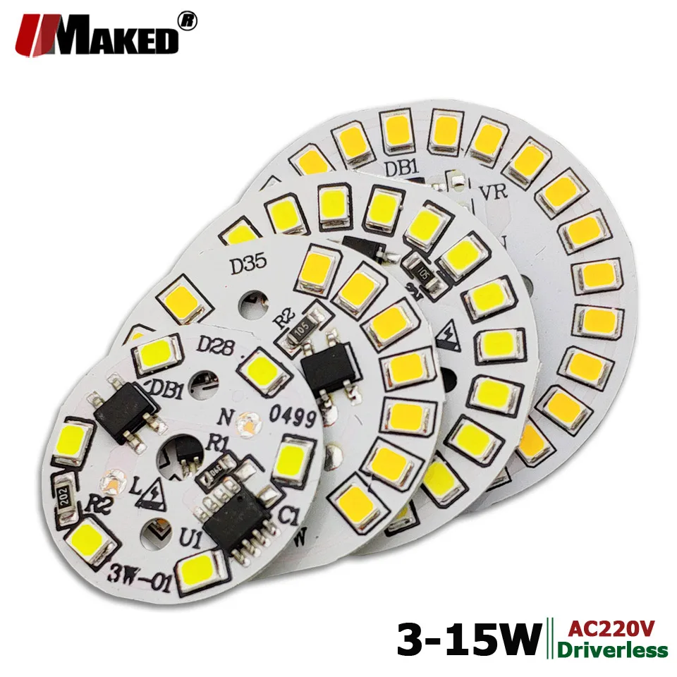 AC220V LED Module SMD2835 3W 5W 7W 9W 12W 15W LED PCB Aluminum lamp plate Smart IC Driver Bulb ...