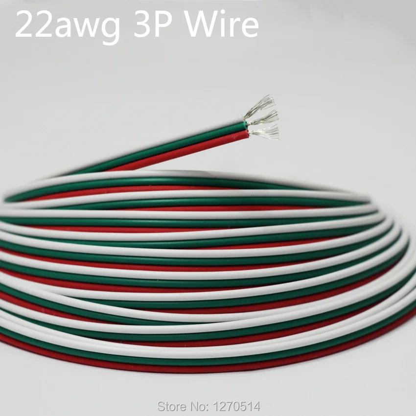 8m/lot, Tinned copper cable, 22AWG 3 pin RGB cable, PVC insulated wire ...