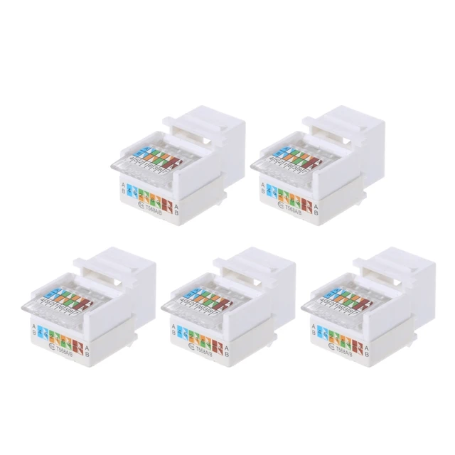 5 Pcs Network Modules RJ45 Junction Box CAT5e Network Connector 2 Port ...