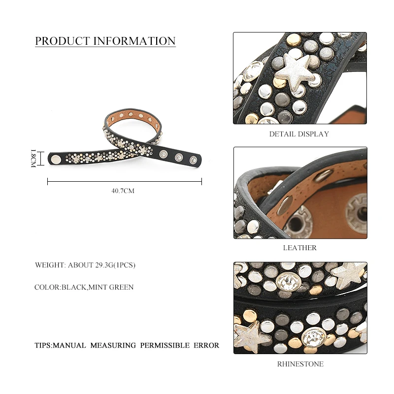 Хит, унисекс, многослойные кожаные браслеты для женщин, 2 цвета, черные ...