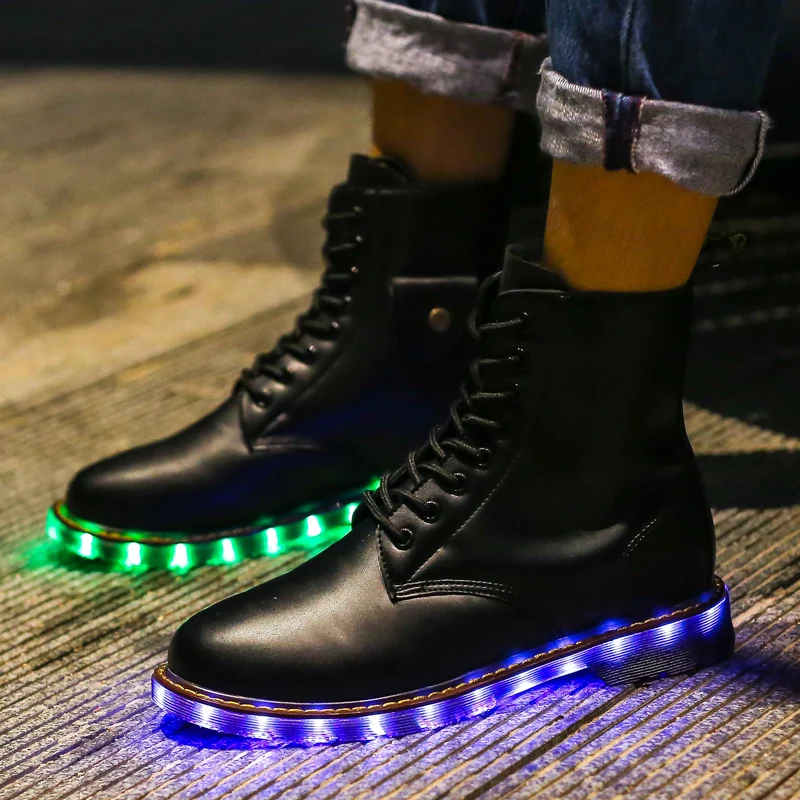 High Top New Shoes Led Men Luminous Light Up Usb Charging Shoes Neon ...