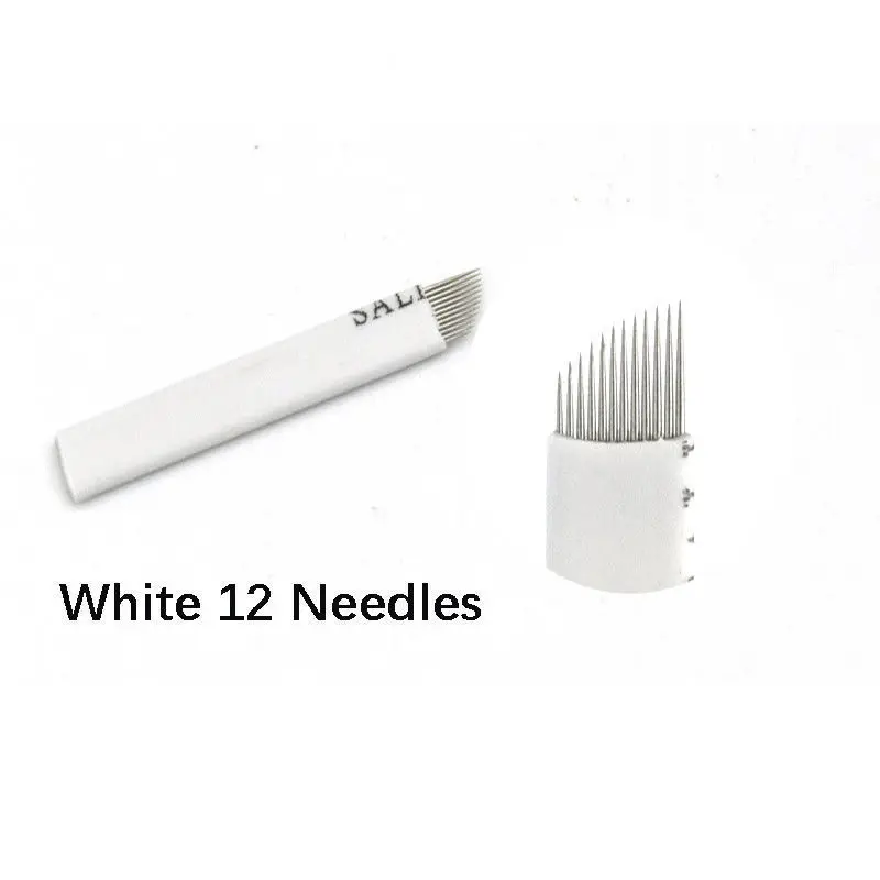 50pcs Microblading Needles 0.25mm Bevel 12 Pins Manual Line Eyebrow ...