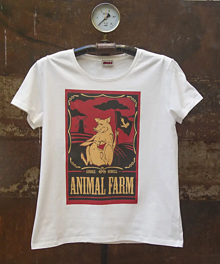 George Orwell Animal Farm Mens T shirt cat windbreaker Pug tshirt Trump ...