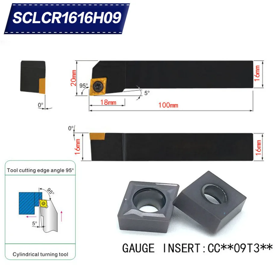 SCLCR1616H09 95 Degrees External Turning Tool Holder For CCMT09T304 ...