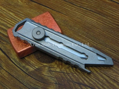 Titanium TC4 Mini EDC 113mm Long Utility ART Knife Cutter One piece 3D ...