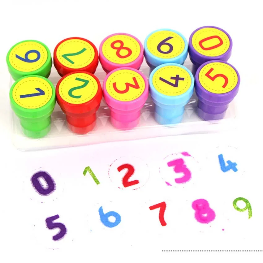 10pcs/set Kids Cartoon Number Stampers Arithmetic Children Custom ...