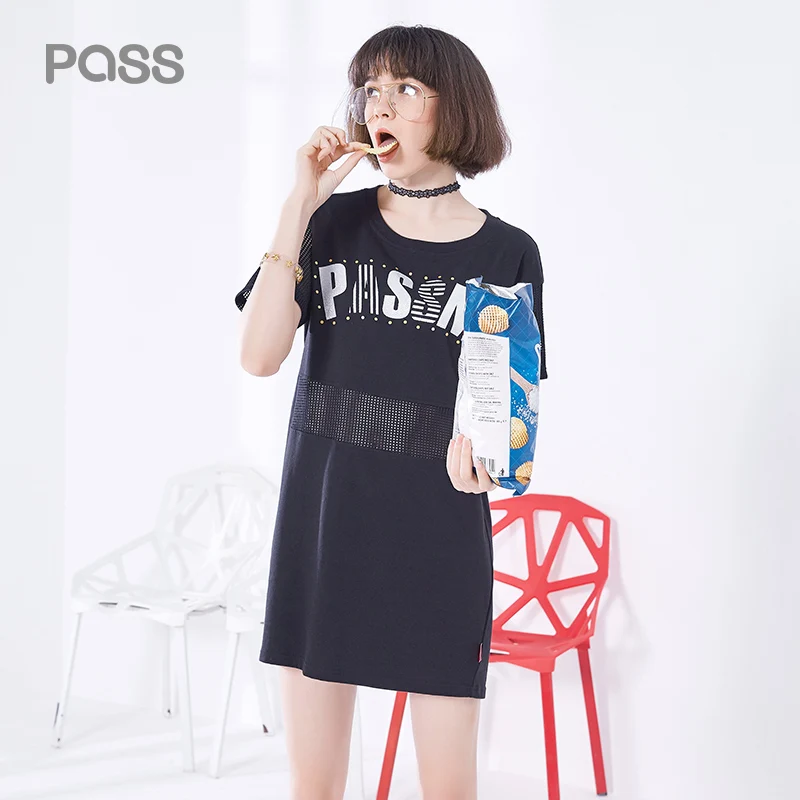 PASS Brand Women Casual Dress Summer New Hallow Out Spliced Short ...