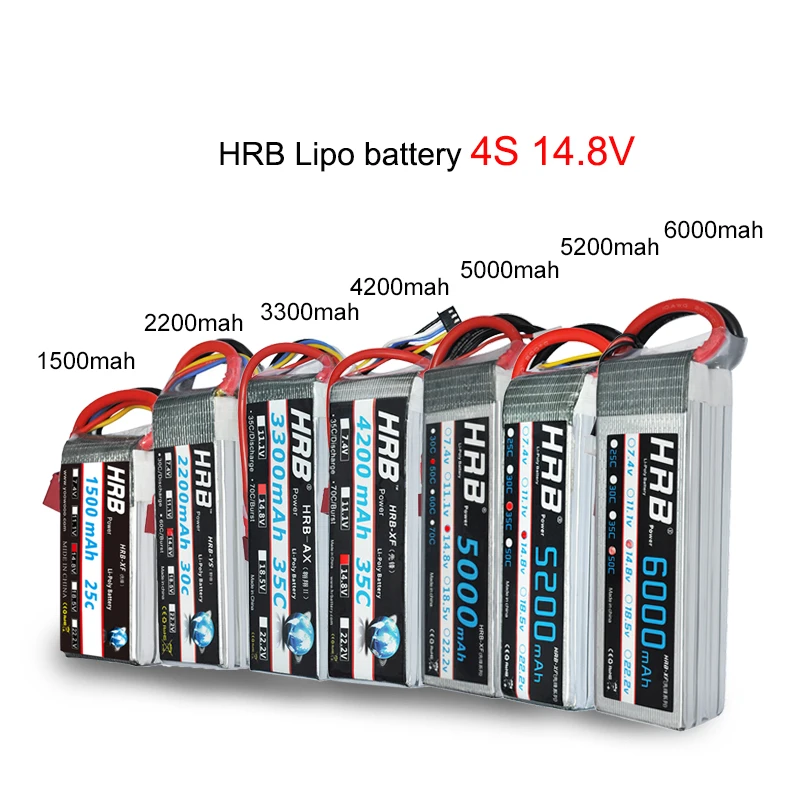 HRB batería Lipo 1S 2S 3S 4S, 3,7 V, 7,4 V, 11,1 V, 14,8 V, 18,5 V, 1500 V, 2200mah, 3300mah ...