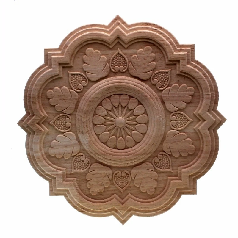 Runbazef Circular Carving Natural Wood Appliques Furniture Cabinet ...