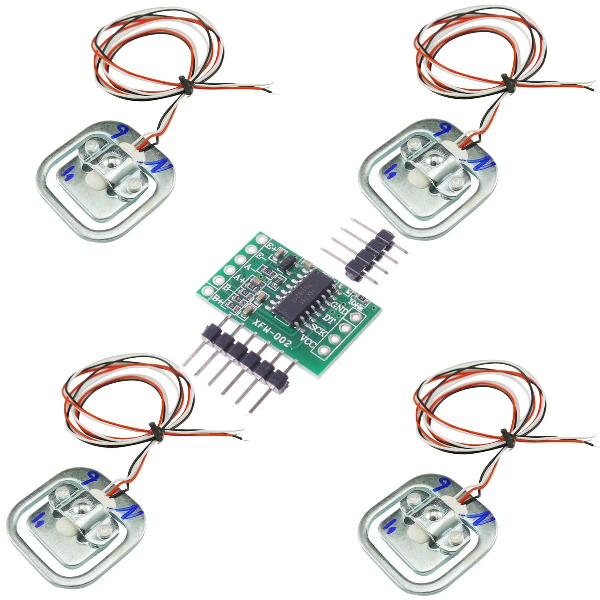 Raspberry Pi Scale Kit 4x 50kg Load Cells + HX711 Amplifier Module ...
