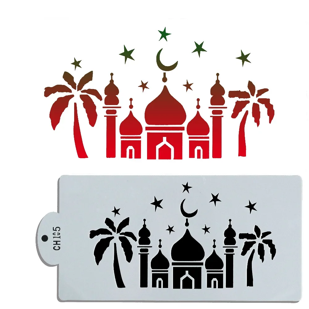Diy Mecca Mosque Pattern Cake Stencil , Fondant Cake Pattern Printing ...