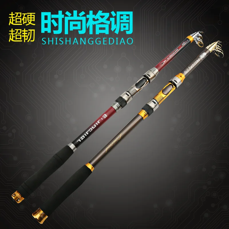 1PCS Red and Yellow Sea Fishing Rod Carbon Fiber Fishing Pole Portable ...