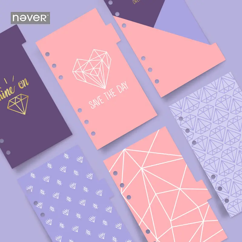 Yiwi A6 Spiral Notebook Loose Leaf Purple Diamond 6 sheets Separator ...