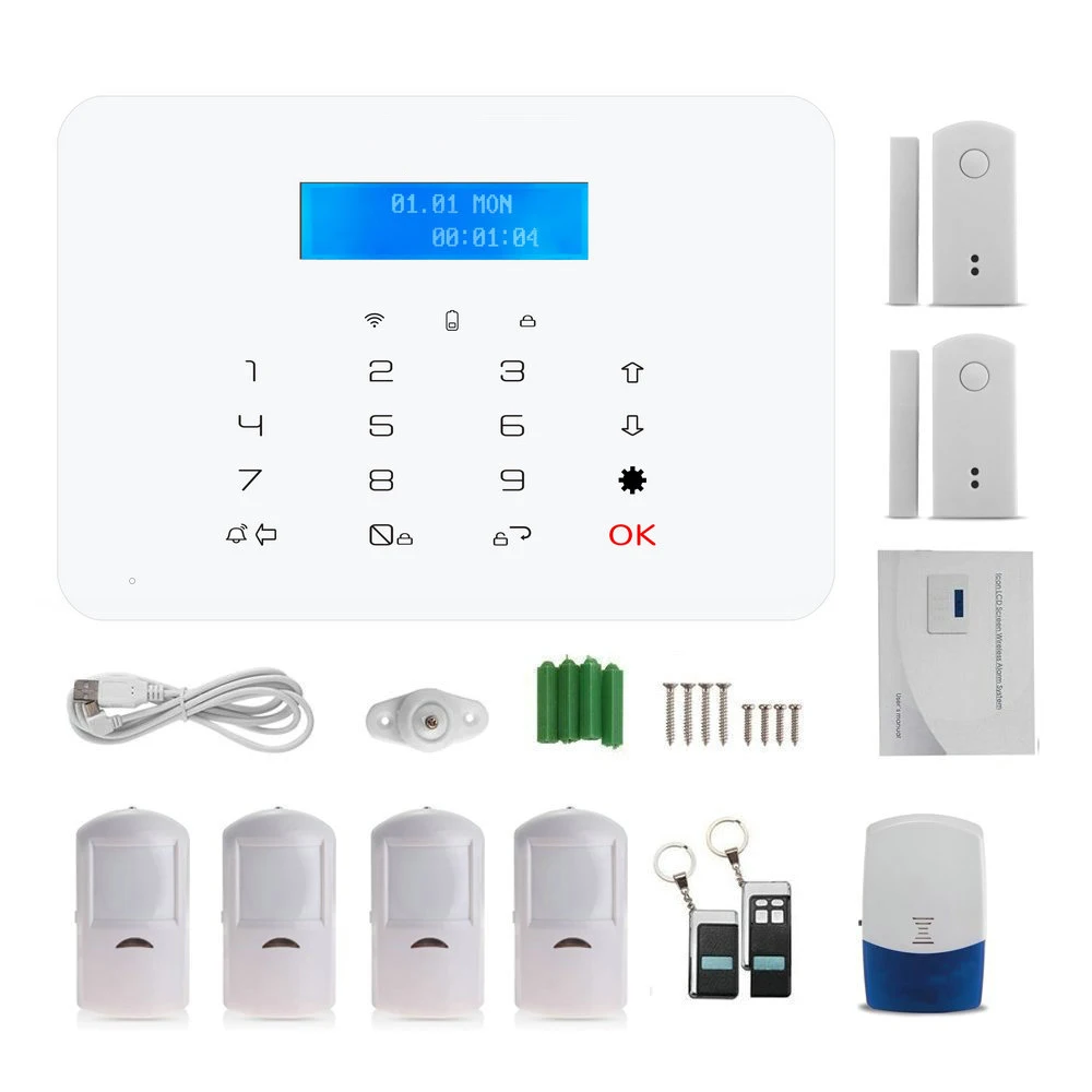 Wireless Touch panel keypad GSM SMS Alarm system 433MHz Bulit in ...