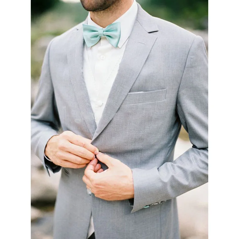 Wedding Suits For Men Light Gray Custom Made Bespoke Ash Grey Suits For ...