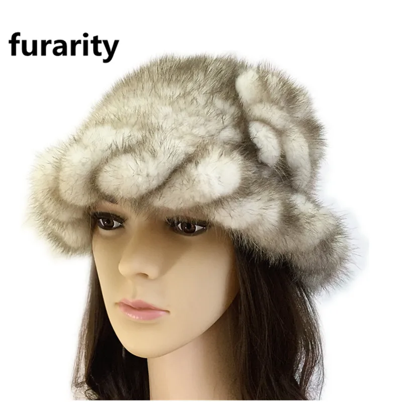 Winter Fur Hats Real Mink Fur New 2017 Fluffy Hat Girls Casual Sun ...