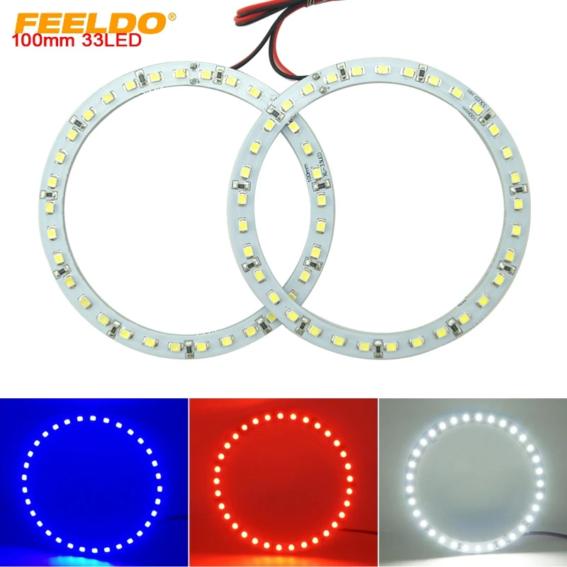 Feeldo 2pcs 100mm Car Angel Eyes 1210/3528 33smd Led Headlight Halo ...