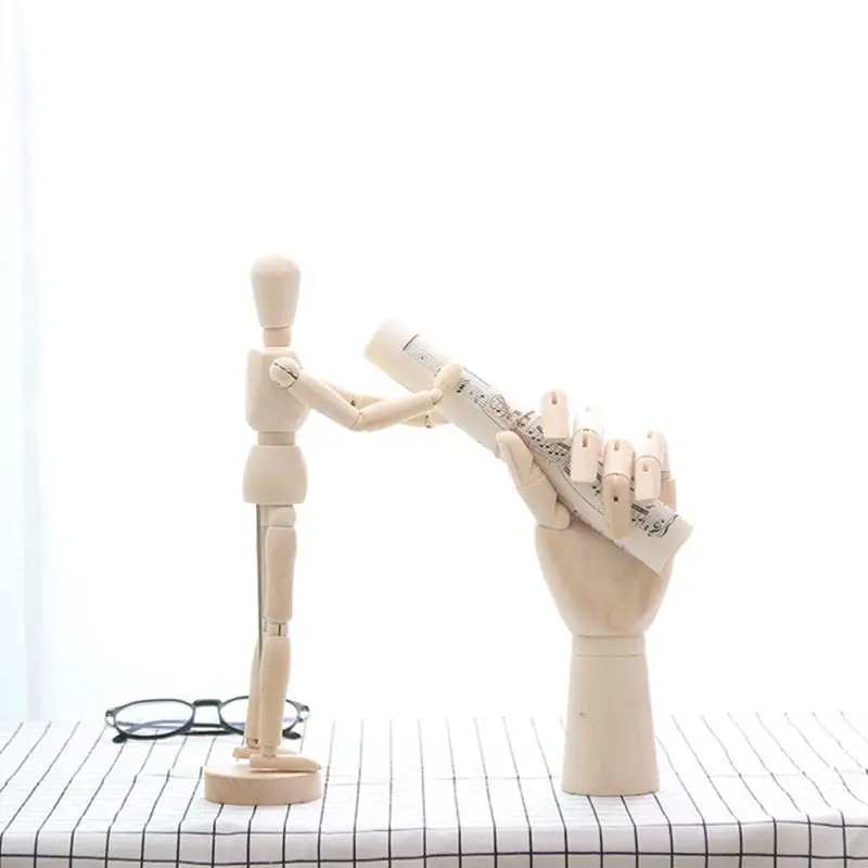 Flexible Wooden Right Left Hand Model Sketching Drawing Jointed Movable ...