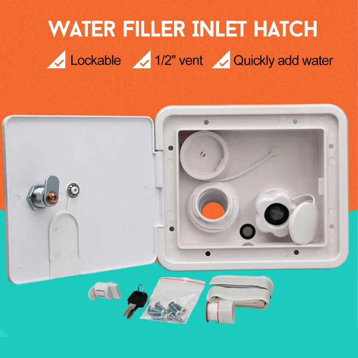 1/2'' Vent Lockable-Gravity Water Filler Inlet Hatch For Caravan Camper ...