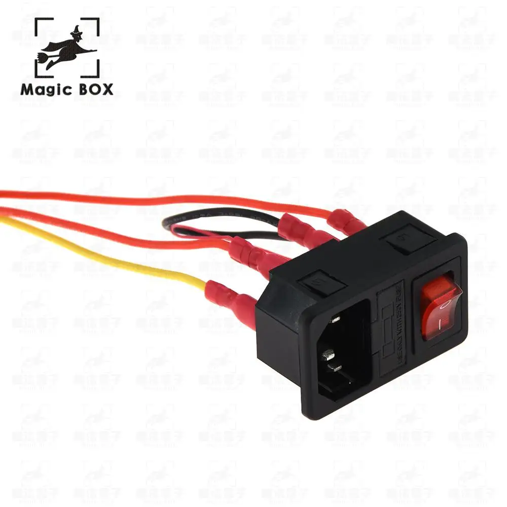 220V/110V 6A Inlet Male Plug Supply Power Socket With 250V Fuse Switch ...