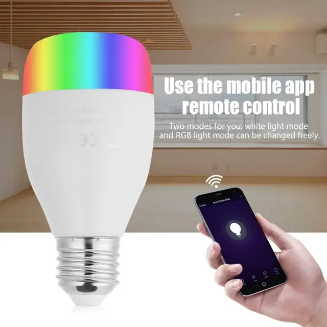 Smart Bulb E27 Intelligent WIFI Remote Voice Control LED Bulbs 7W RGB ...