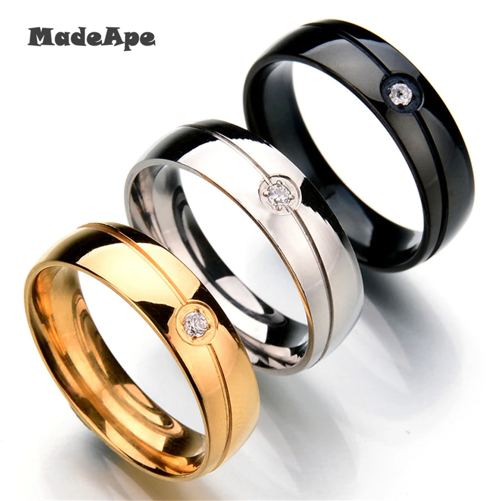 Madape 316L Roestvrij Stalen Ringen Glad Simple Wedding Koppels Ringen ...