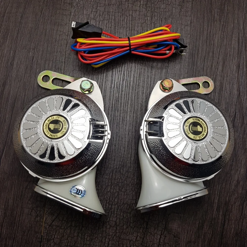 "3 Sounds" Chrome Silver Universal Digital Car Horn Motorcycle Auto RV Truck Siren 110dB 12V ...