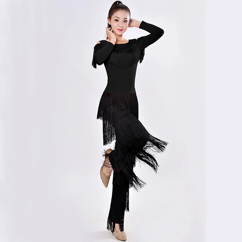 New 2021 Latin Modern Dance Suits Women/girls Sexy Fringes Long Pants ...