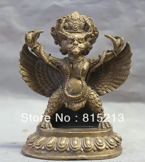 Bi00142 5" Chinese Temple Buddhism Fengshui Brass Winged Garuda Bird ...
