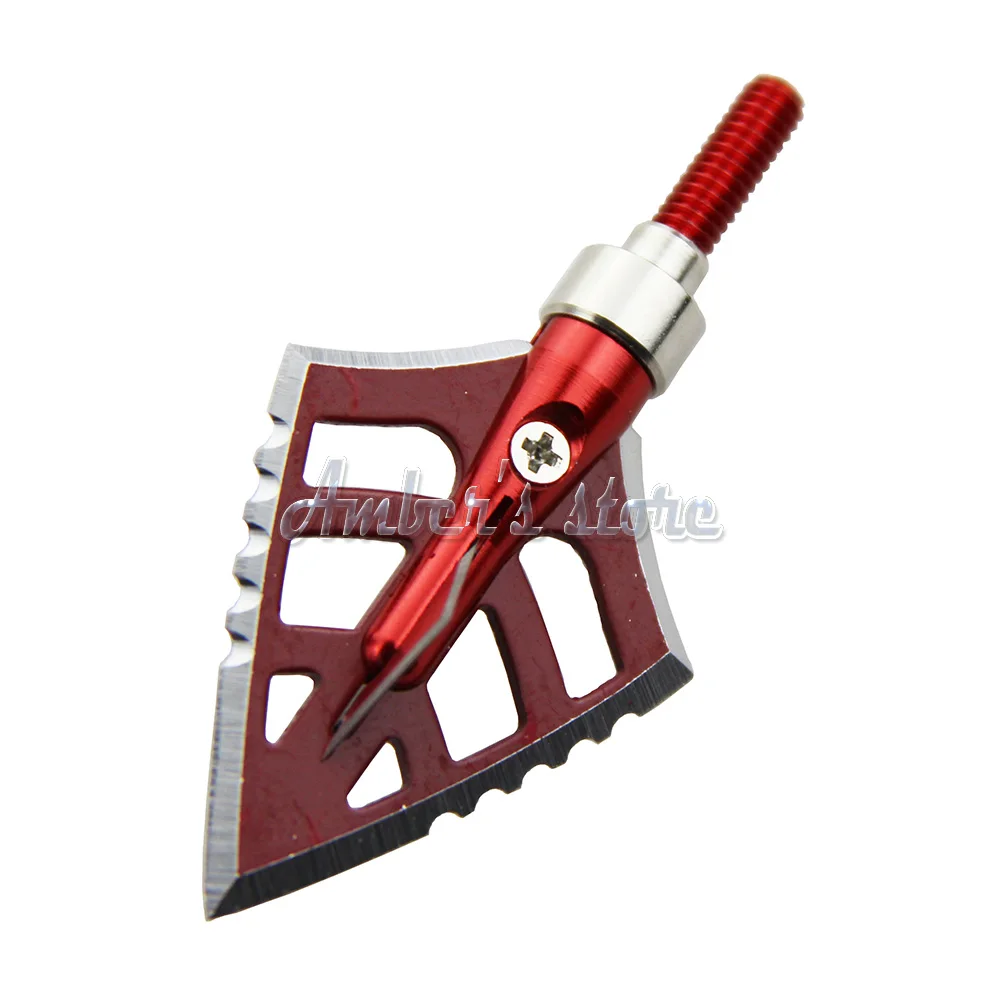 6 Pieces Serrated Broadheads 125/100 Grain Red Hunting Serrated Arrow ...