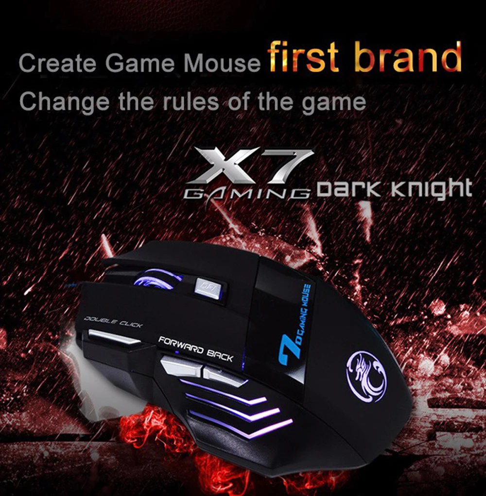 iMice X7 Wired Gaming Mouse Professional 7 Buttons LED Optical Game ...