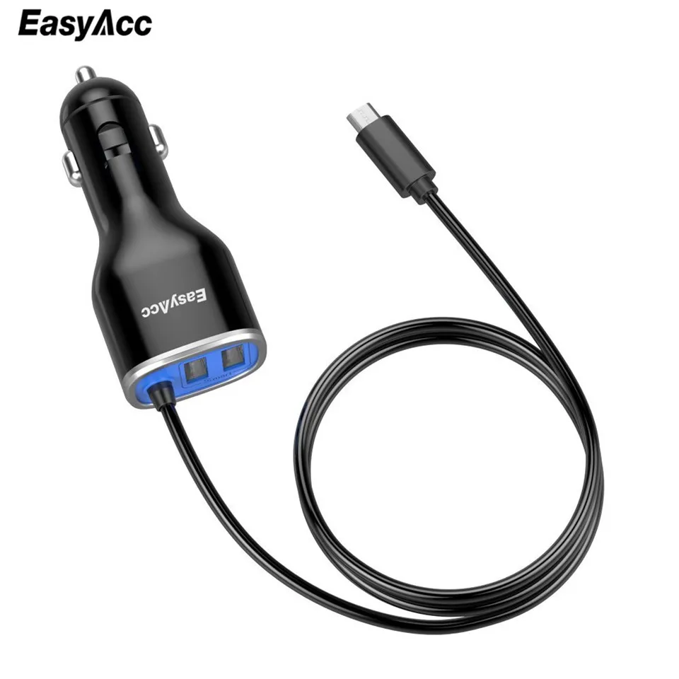 EasyAcc 34W Car Charger 6.8A 2 USB Ports Plus A Micro USB Cable, Smart ...