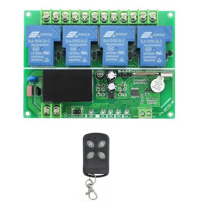 Universal AC 220V 250V 380V 30A 4CH RF Wireless Remote Control System ...