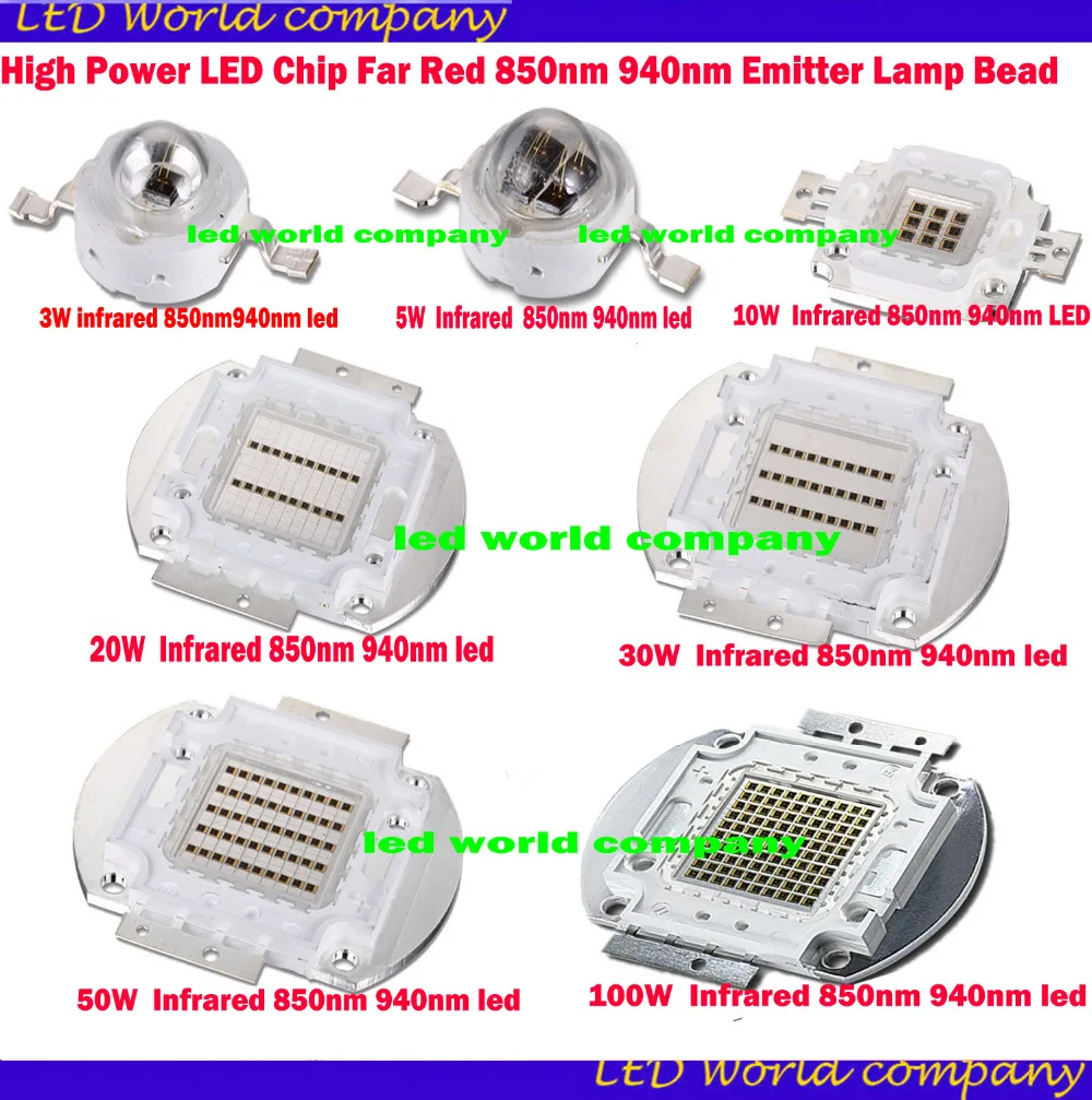 Chip LED infrarrojo IR de alta potencia, emisor de luz COB de 850nm ...