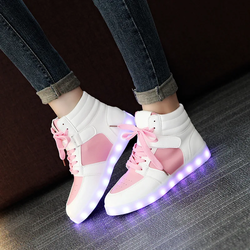 Yeafey Pink Shoes Boots Girls Female Krasovki Luminous White Sneakers ...