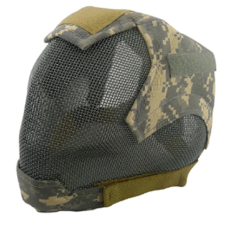 Durable-Full-face-metal-steel-mesh-protector-helmet-Military-Tactical ...