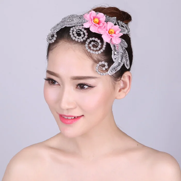 Peach plum headdress national modern dance square dance yangko dance ...