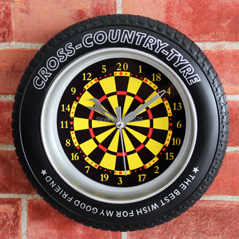 Dart Board Tyre Shape Wall Clocks Modern Design 3D Wall Clock Home ...