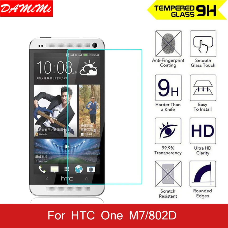 Premium Tempered Glass For HTC One M7 2.5D 9H Scratch Proof Screen ...