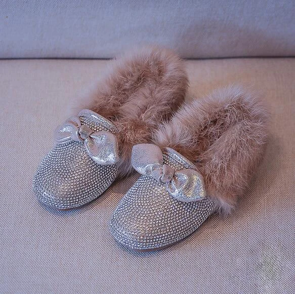 Acgicea Kids Shoes Girls Shoes Fluffy Warm Cotton Shoes Princess ...