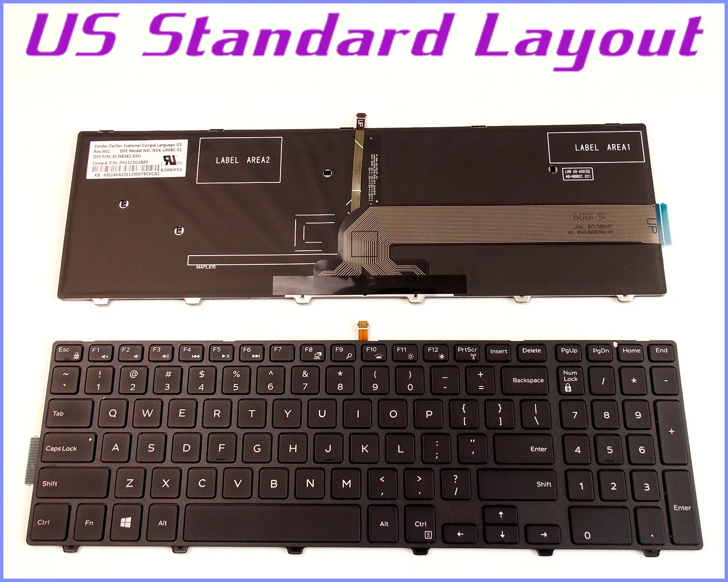 Layout de Teclado Dos EUA para o Dell Inspiron 15 5000 0KPP2C MP 13N7 ...