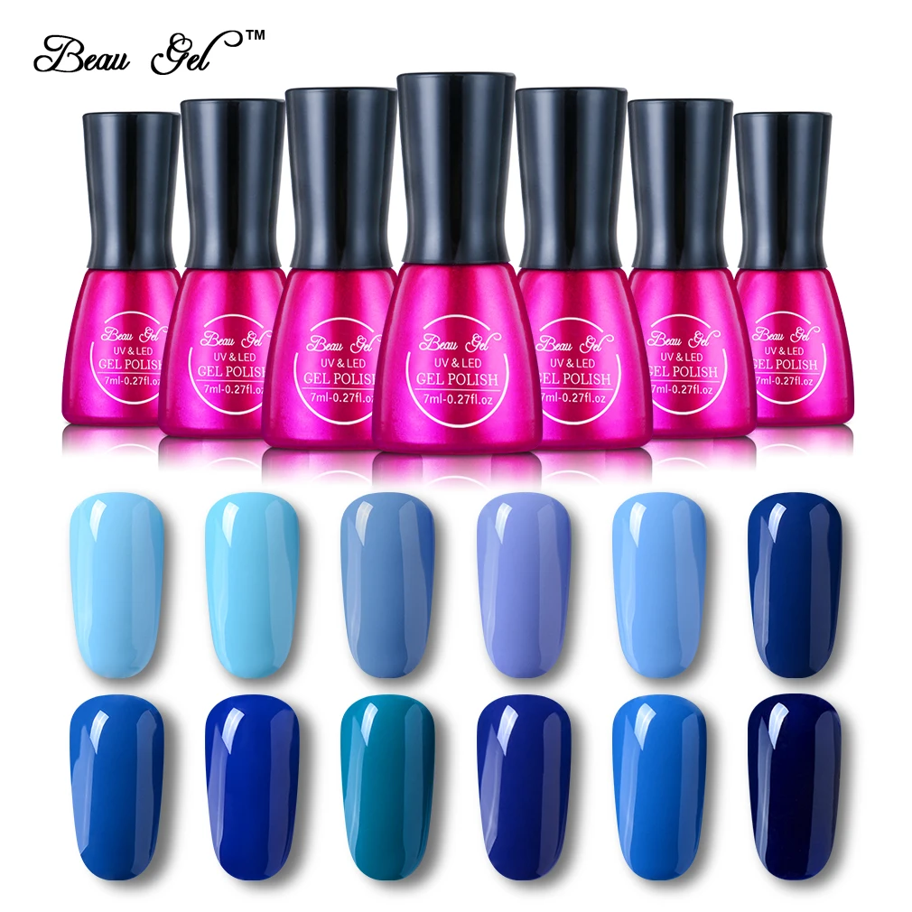 Beau Gel 7ml Blue Color UV Gel Nail Polish Semi Permanent UV Lacquer ...